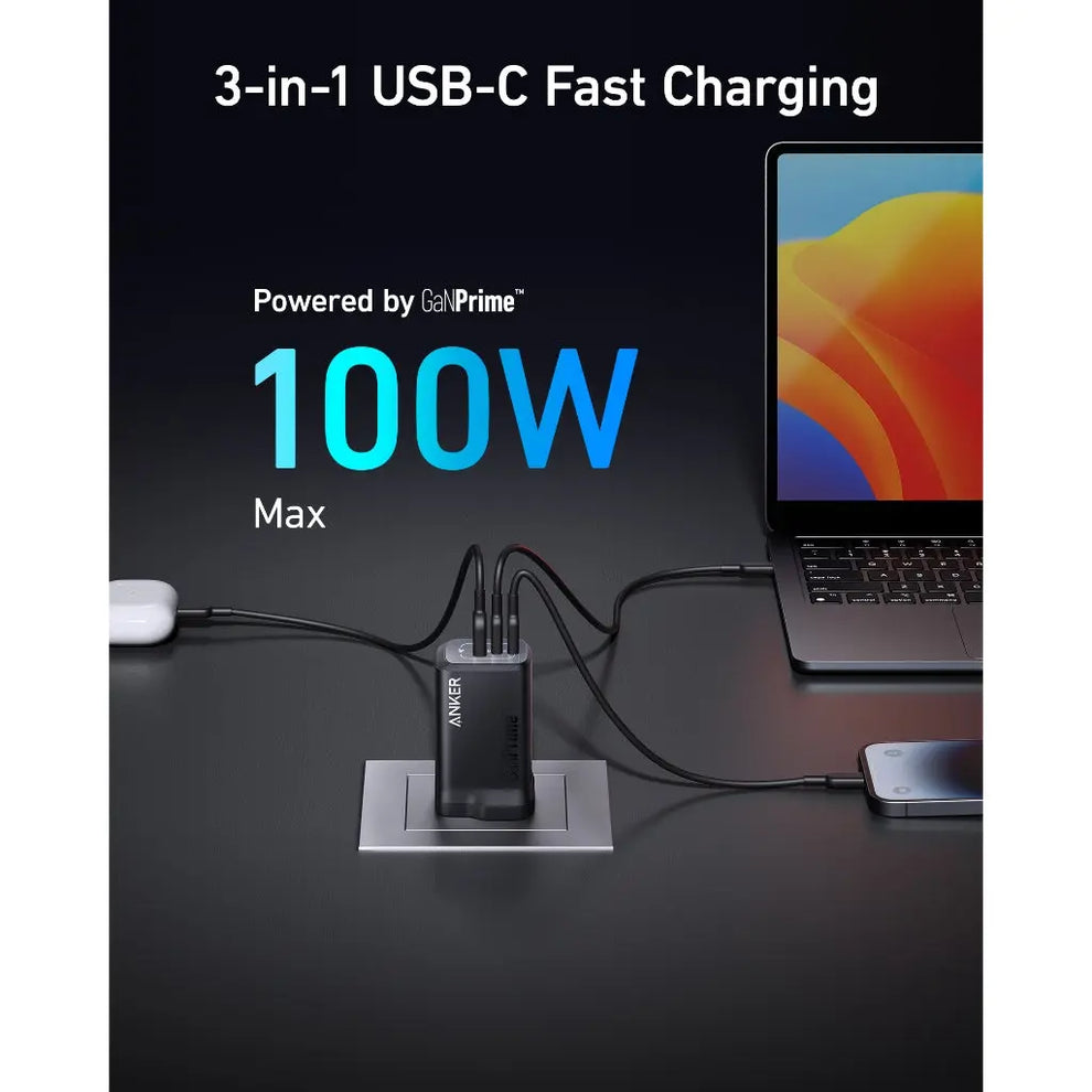 Anker Charger Ganprime Powerport 100W USB C Gan Charger A2343 - Anker